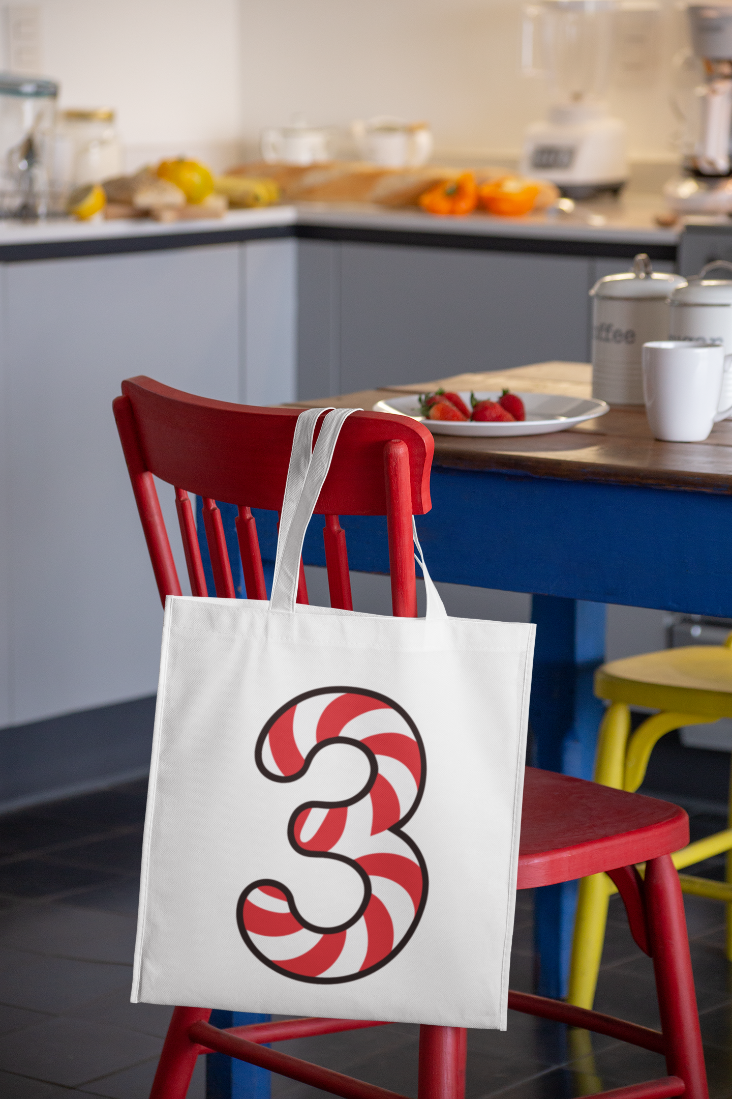 🍬 “3” – Three – Red & White Swirl Pattern Numeric | DTF Transfer FT103 ...