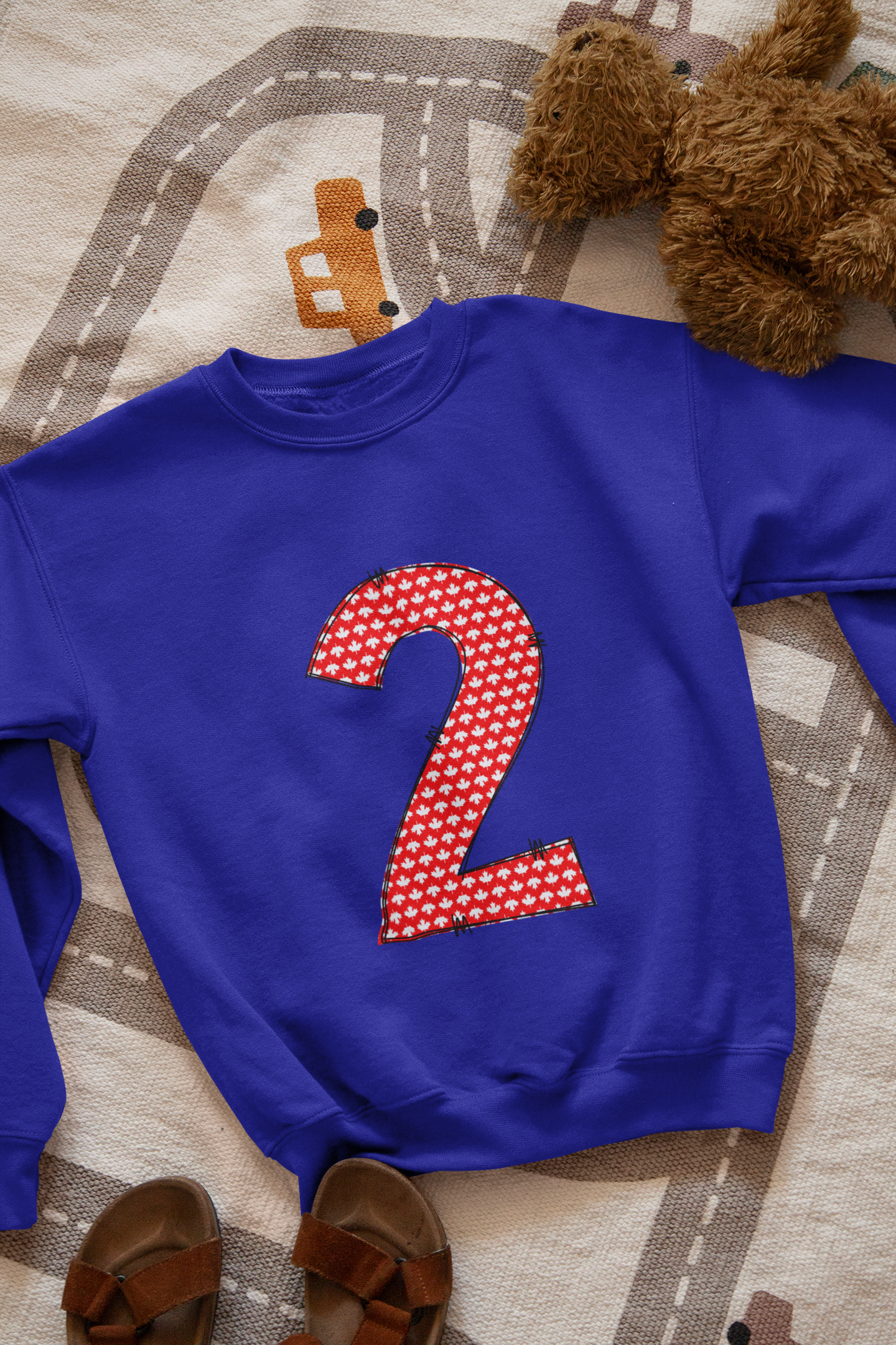 🍁 “2” – Two – Red & White Maple Leaf Pattern Numeric | DTF Transfer FT ...