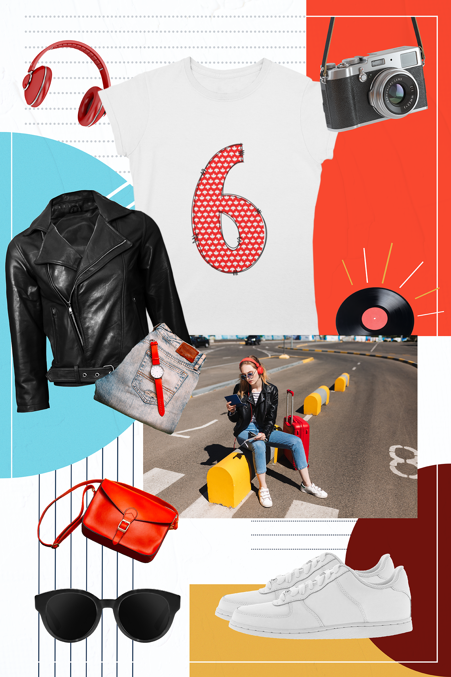 🍁 “6” – Six – Red & White Maple Leaf Pattern Numeric | DTF Transfer FT ...