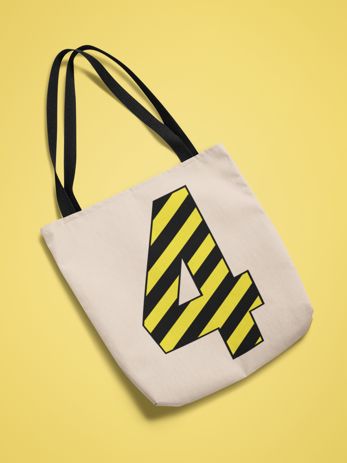 ⚠️ “4” – Four – Yellow & Black Striped Pattern Numeric | DTF Transfer ...