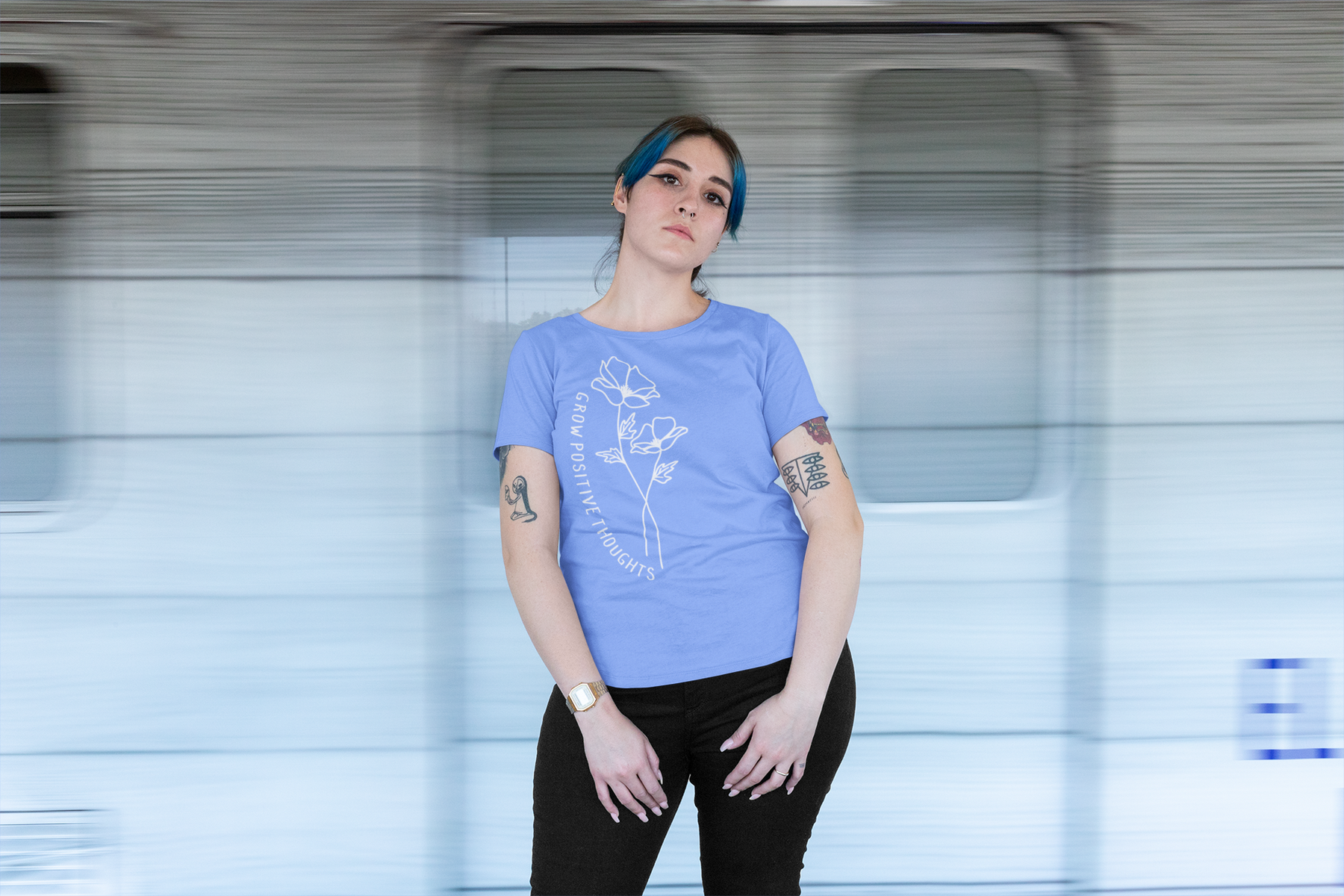 🤍 Grow Positive Thoughts – Floral Line Art | Minimal DTF Transfer FT81 ...