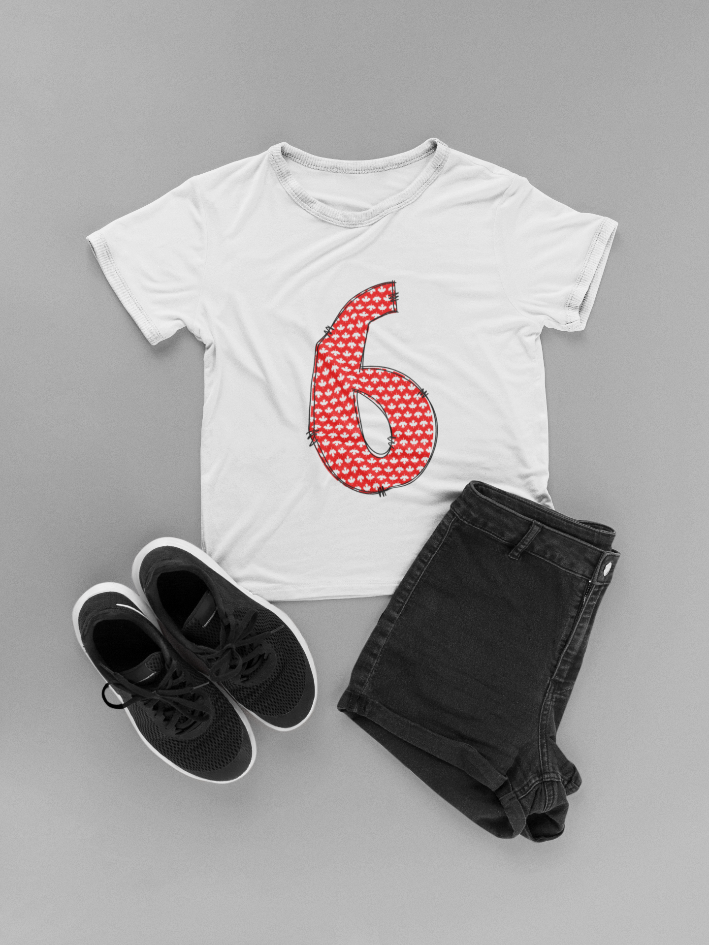 🍁 “6” – Six – Red & White Maple Leaf Pattern Numeric | DTF Transfer FT ...
