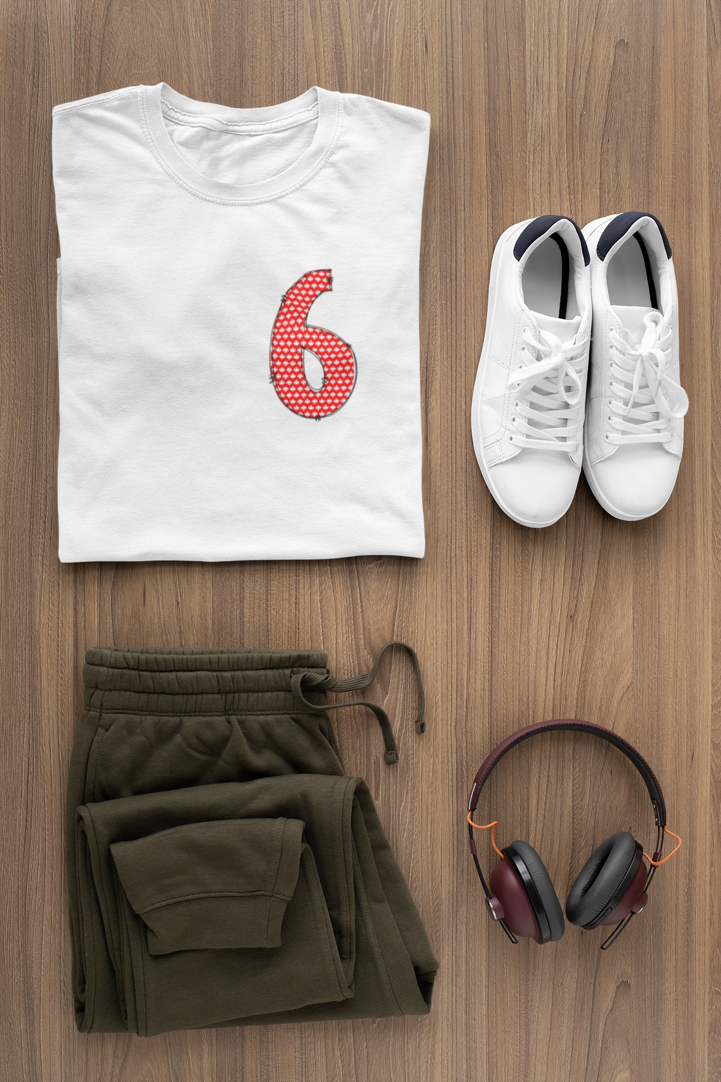 🍁 “6” – Six – Red & White Maple Leaf Pattern Numeric | DTF Transfer FT ...