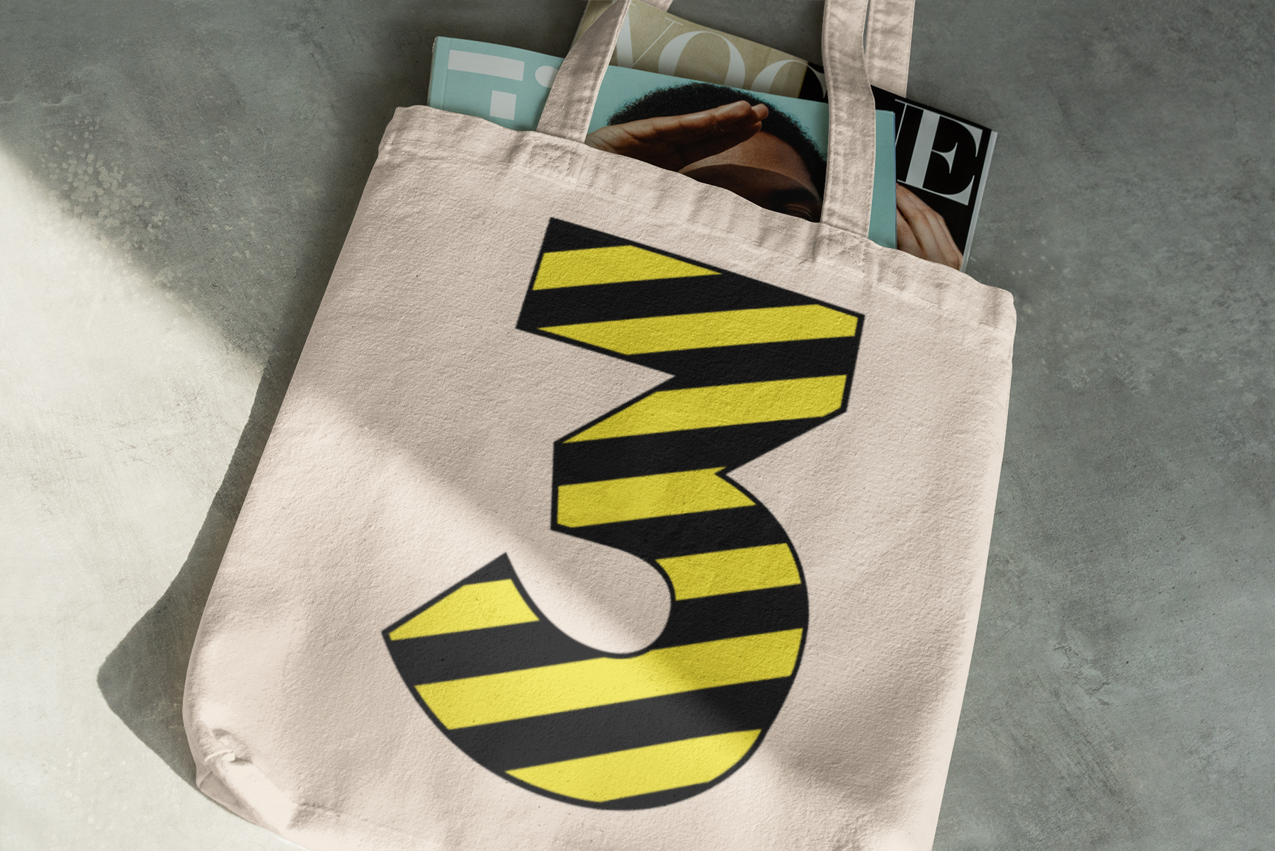 ⚠️ “3” – Three – Yellow & Black Striped Pattern Numeric | DTF Transfer ...